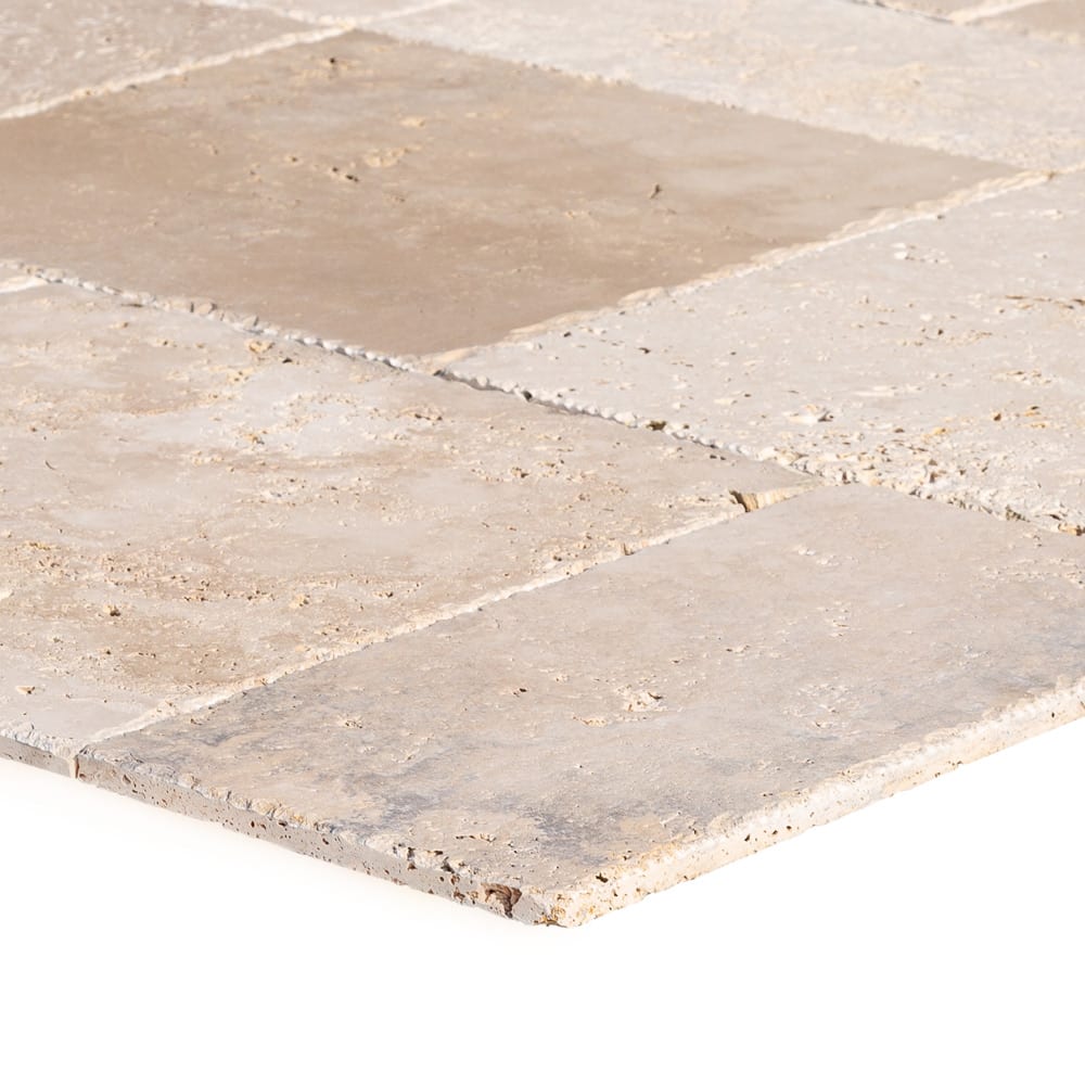 Classic Beige Travertine Tiles Antique Pattern Brushed and Chiseled