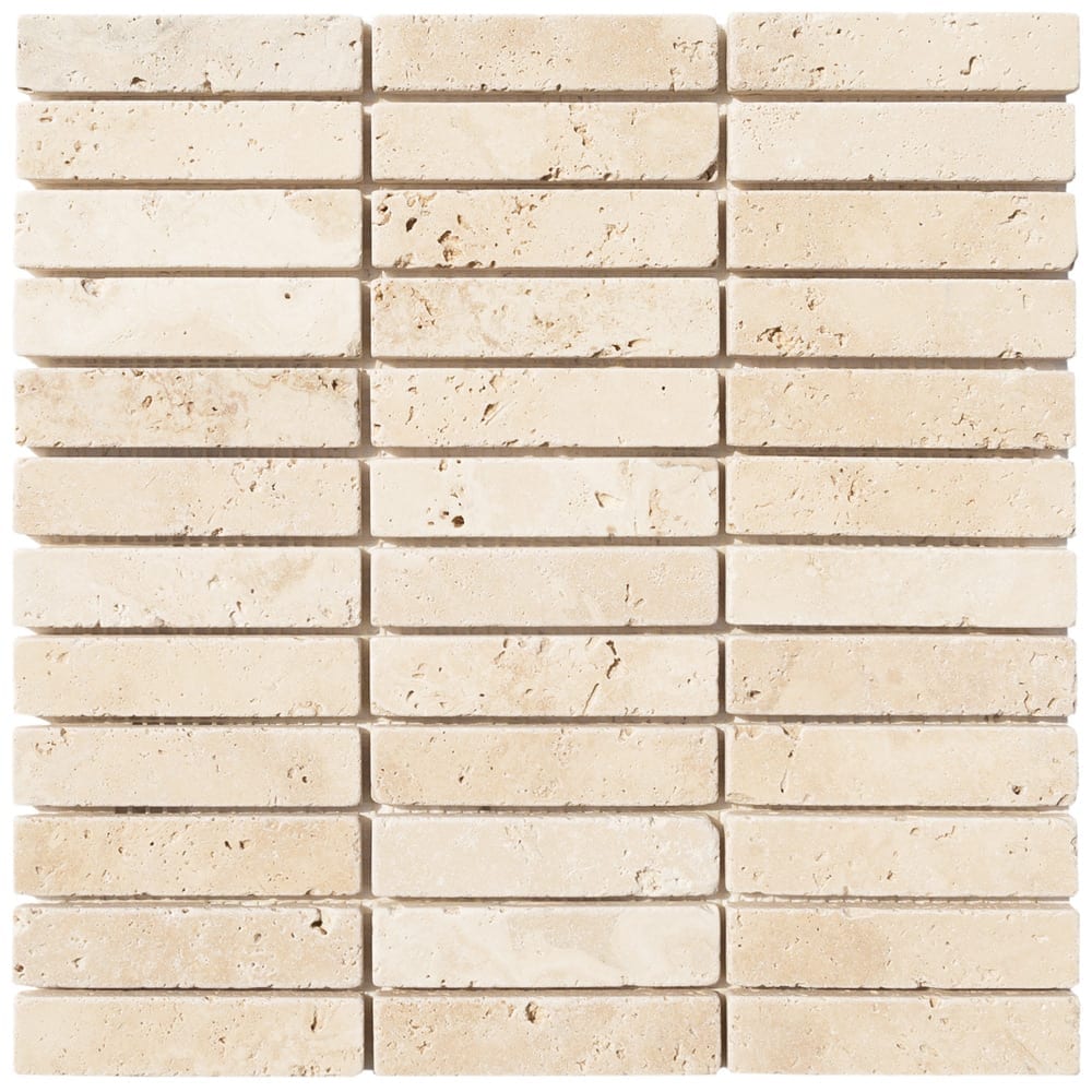 Light Beige Travertine Tumbled Mosaic Floor and Wall Tile - Livfloors